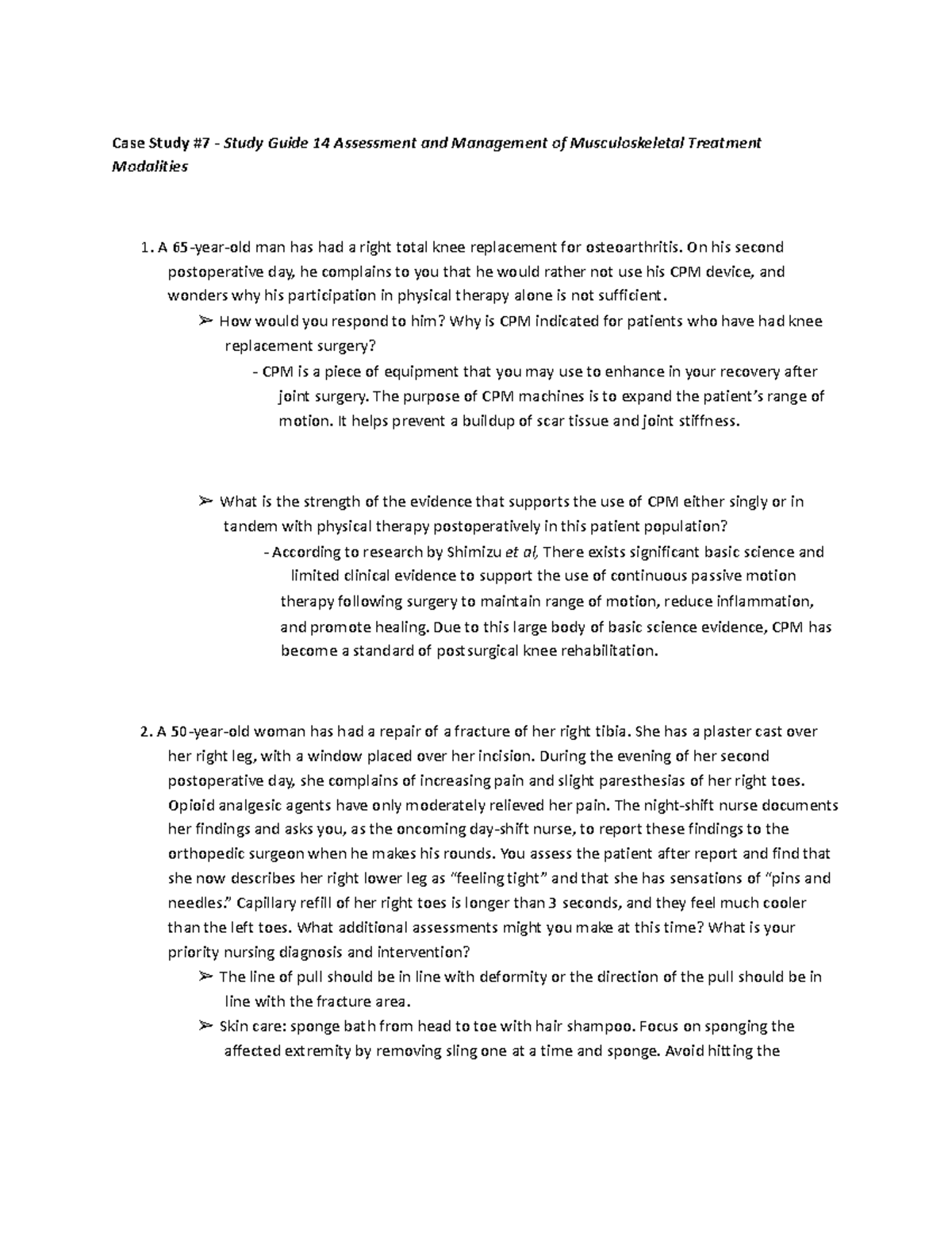 Case Study Study Guide 14 Assessment and Management of Musculoskeletal ...