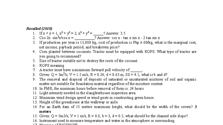 ABE Recalled (2010) - Comprehensive Study Guide Compilation - Studocu