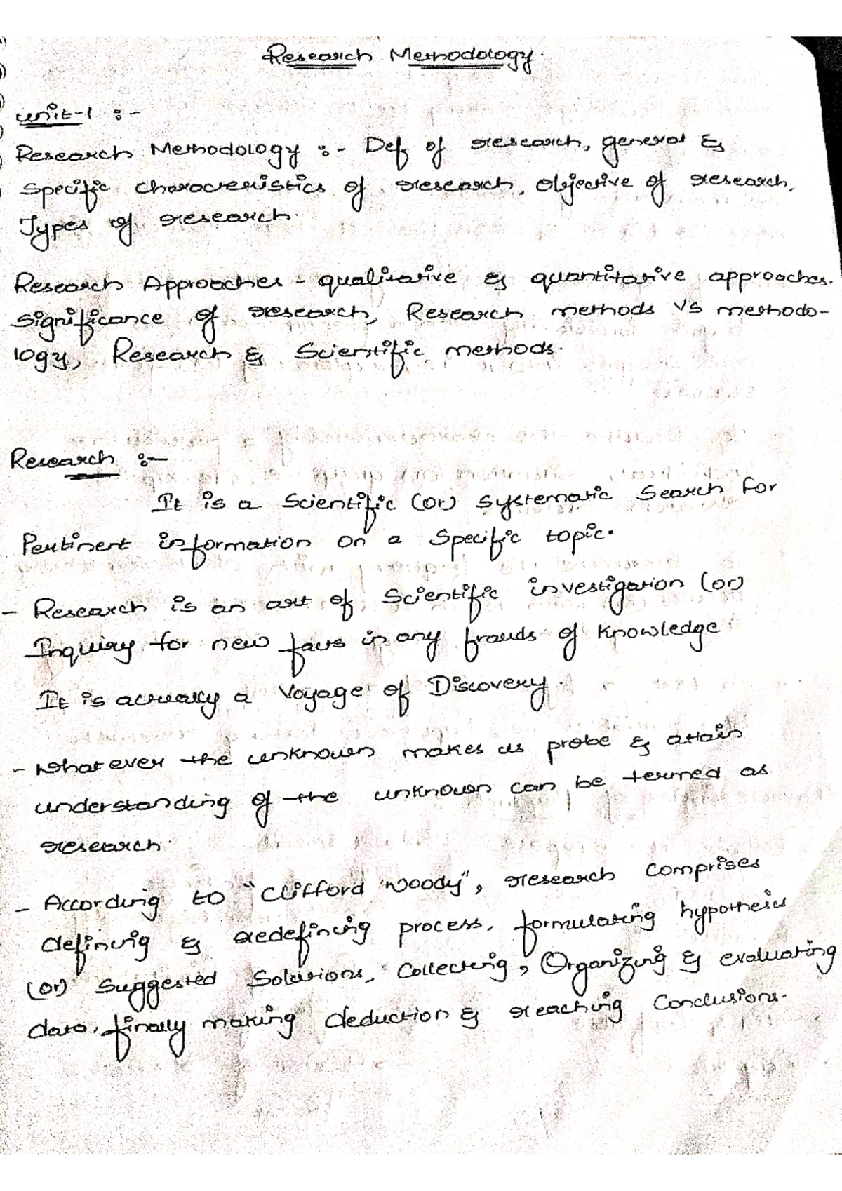RM101 - Research Methodology Unit 1 Notes: Characteristics and ...