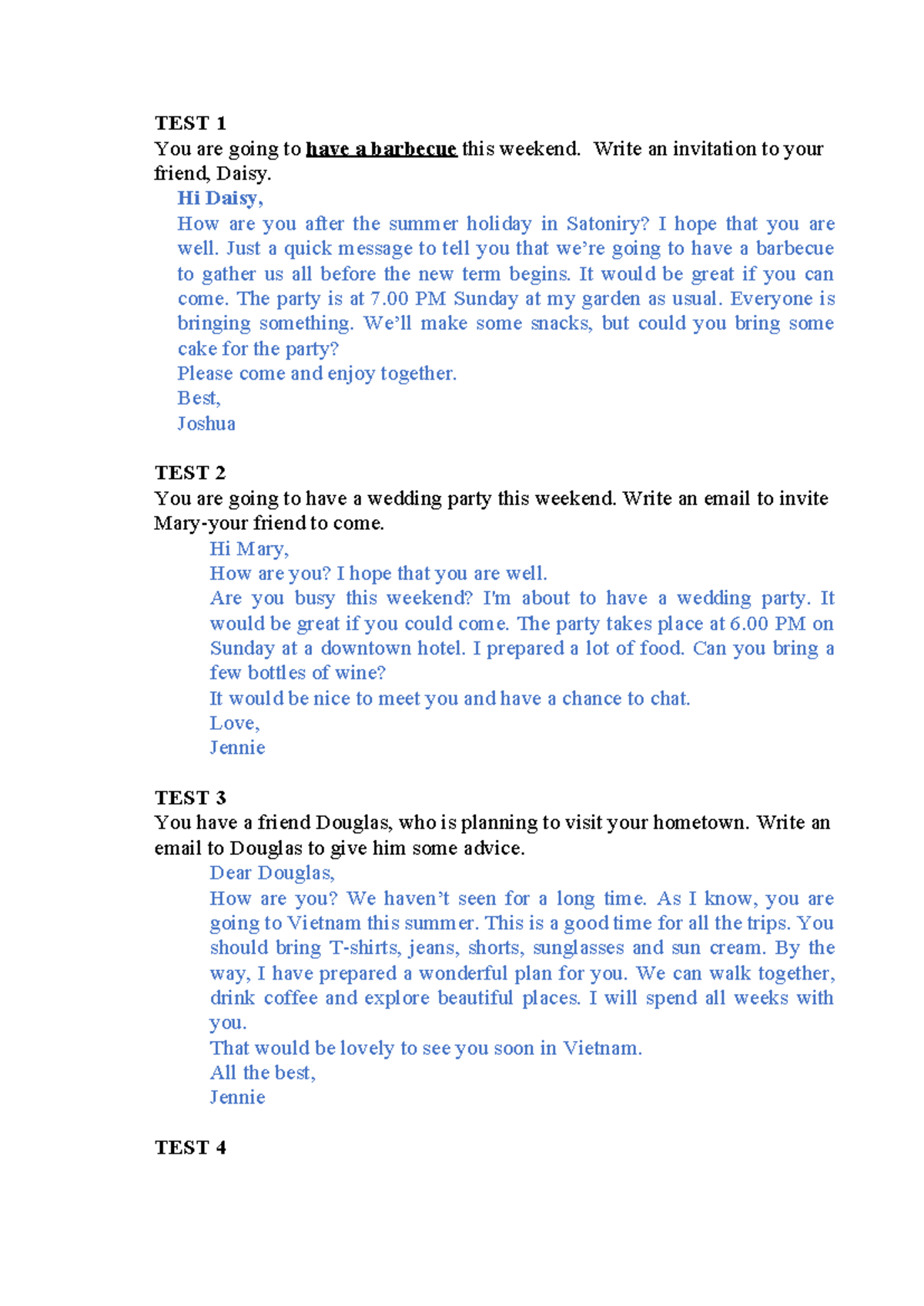 ĐỀ CƯƠNG ANH 1 - Writing Invitations and Descriptive Paragraphs - Studocu