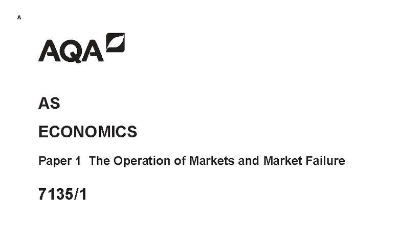 A AS ECONOMICS Paper 1: Market Operations & Failures Analysis - Studocu