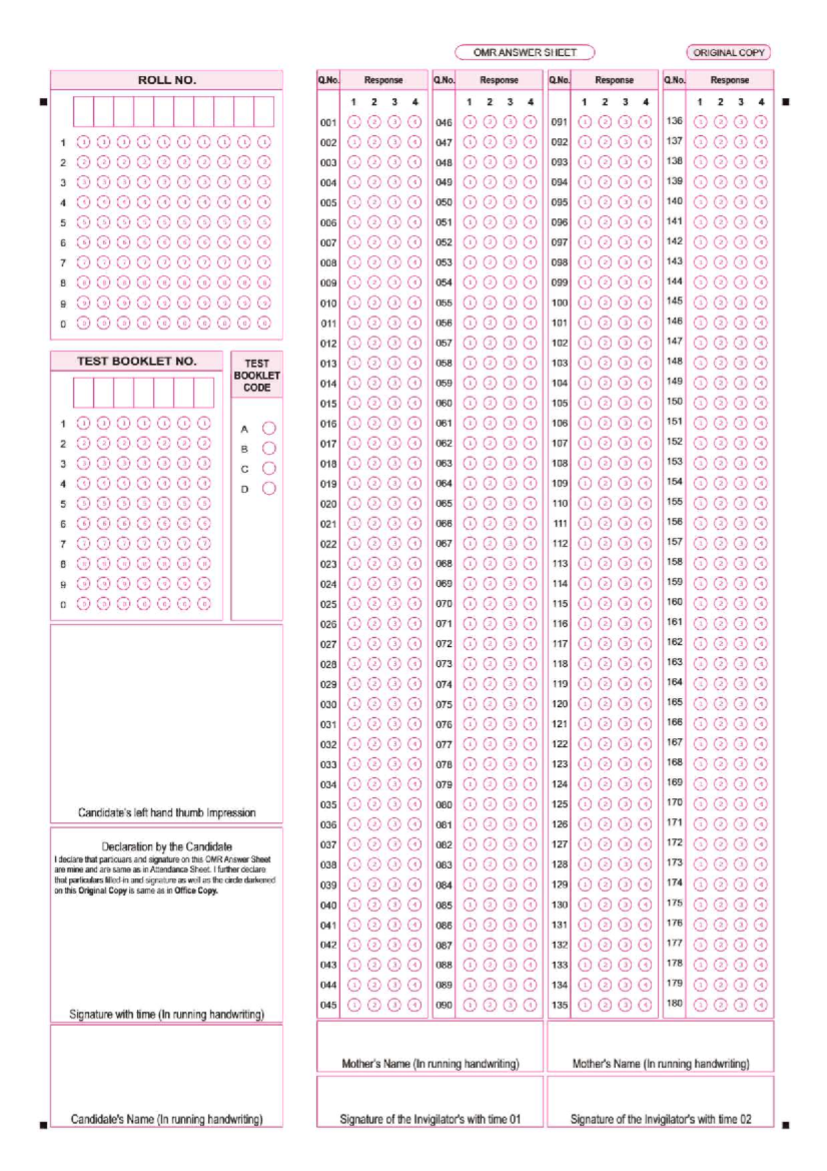 OMR ANSWER SHEET FOR NEET 2025 - ORIGINAL COPY - Studocu