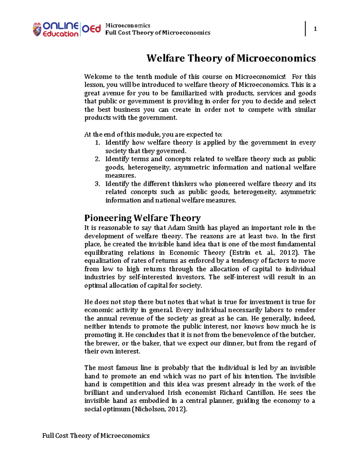 W10 - Lesson 8: Understanding Welfare Theory in Microeconomics - Studocu