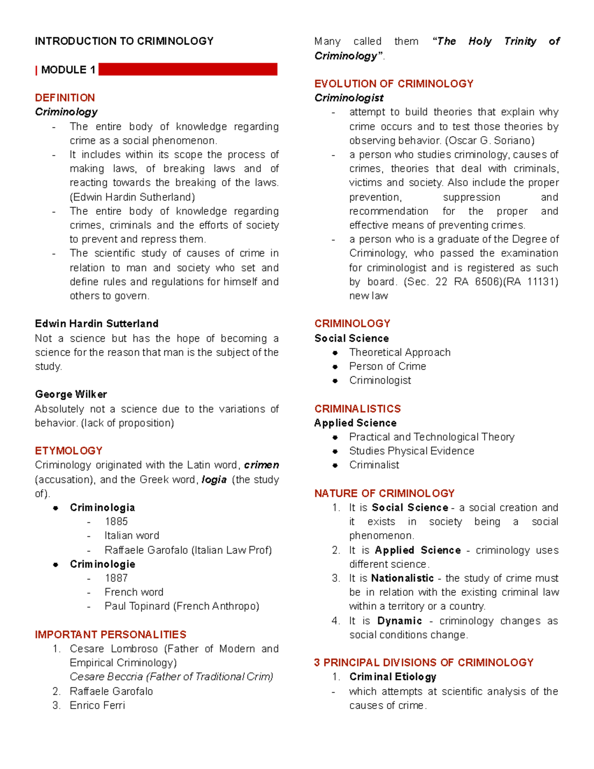 CRIM 101_Module 1: Introduction to Criminology Concepts and Definitions ...
