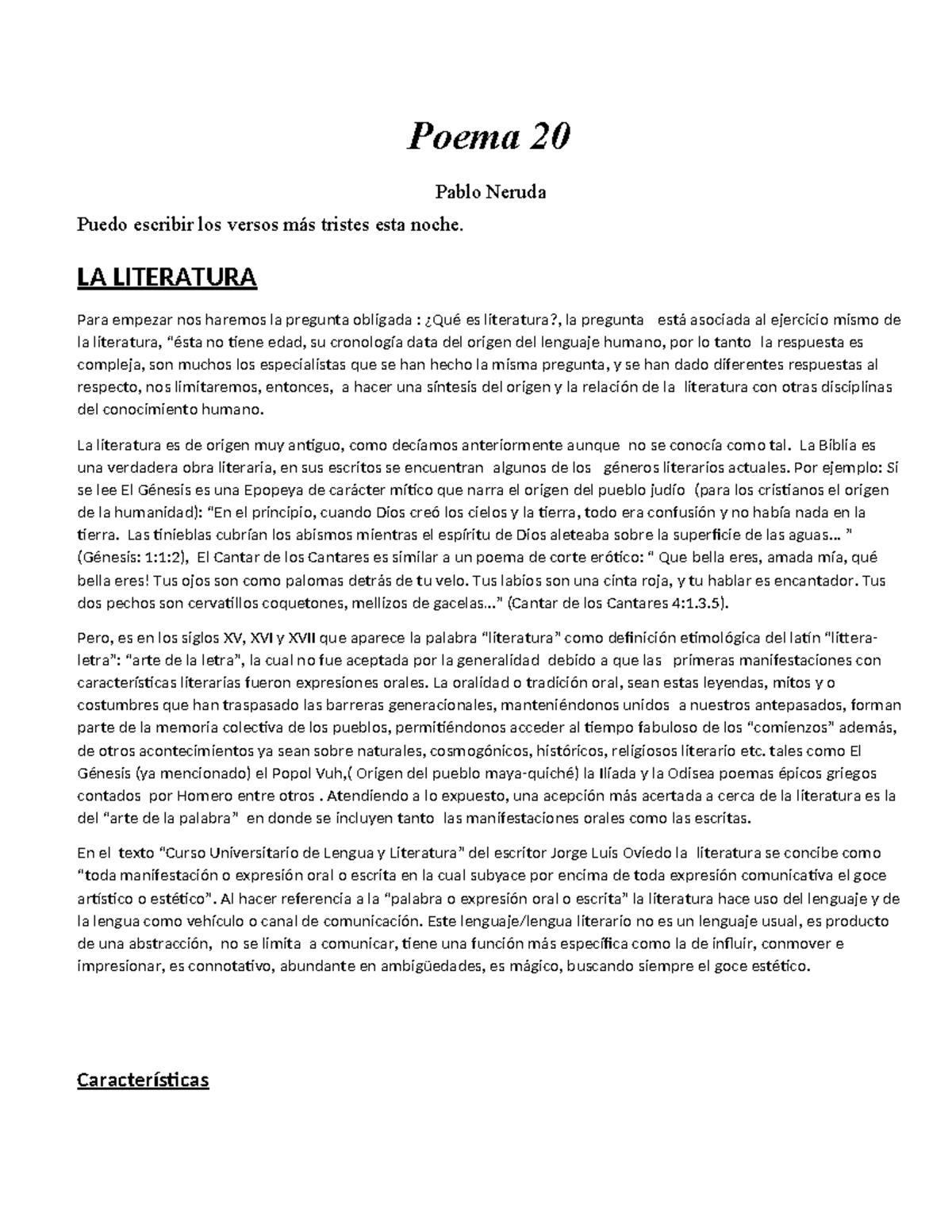 Literatura y Poética: Análisis de Poema 20 de Neruda (LA LITERATURA ...