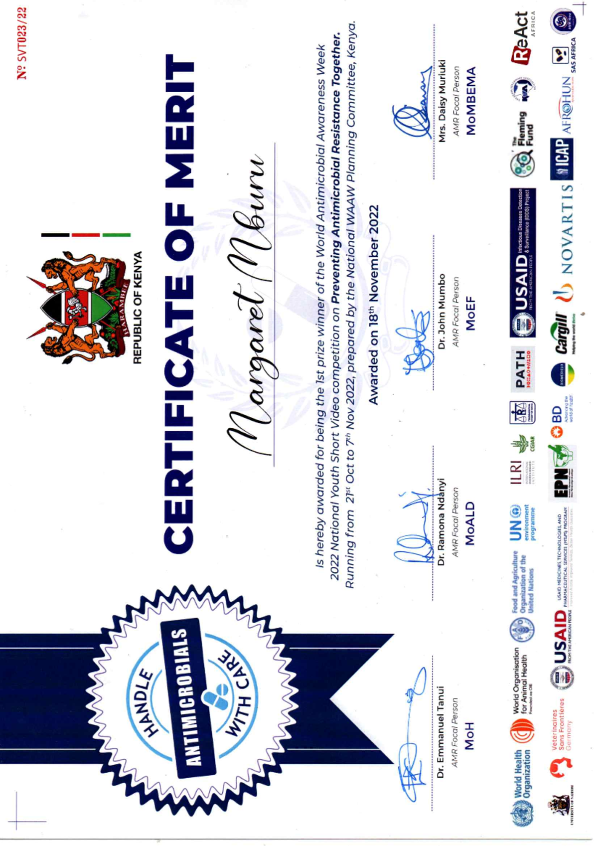 Certificate of Merit: Antimicrobial Resistance Award 2022 - Studocu
