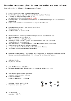 Ch.8 Parametric Equations Cheat Sheet - Edexcel Maths A-level - Year 2 ...