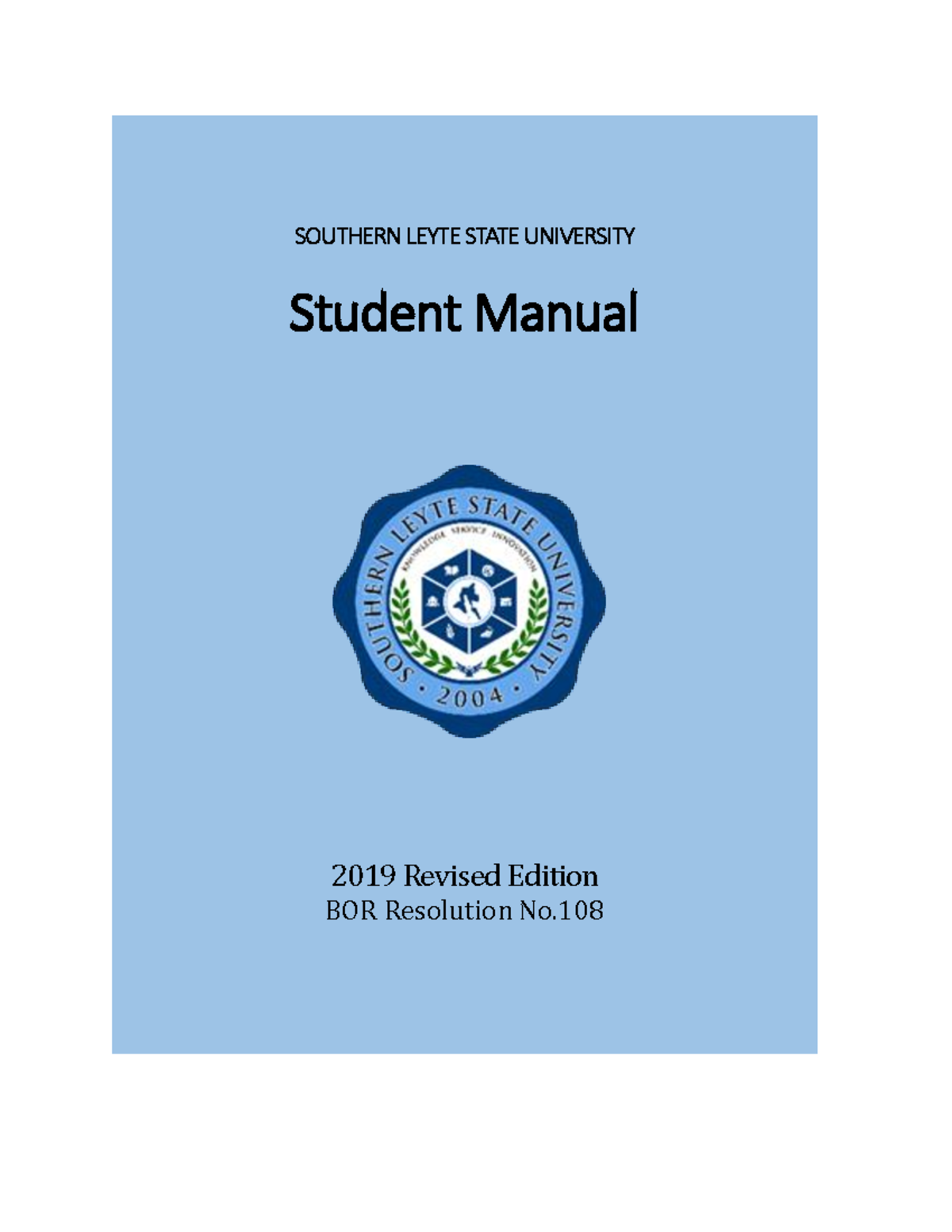 SLSU 2019 Student Handbook: Revised Edition and Policies Guide - Studocu
