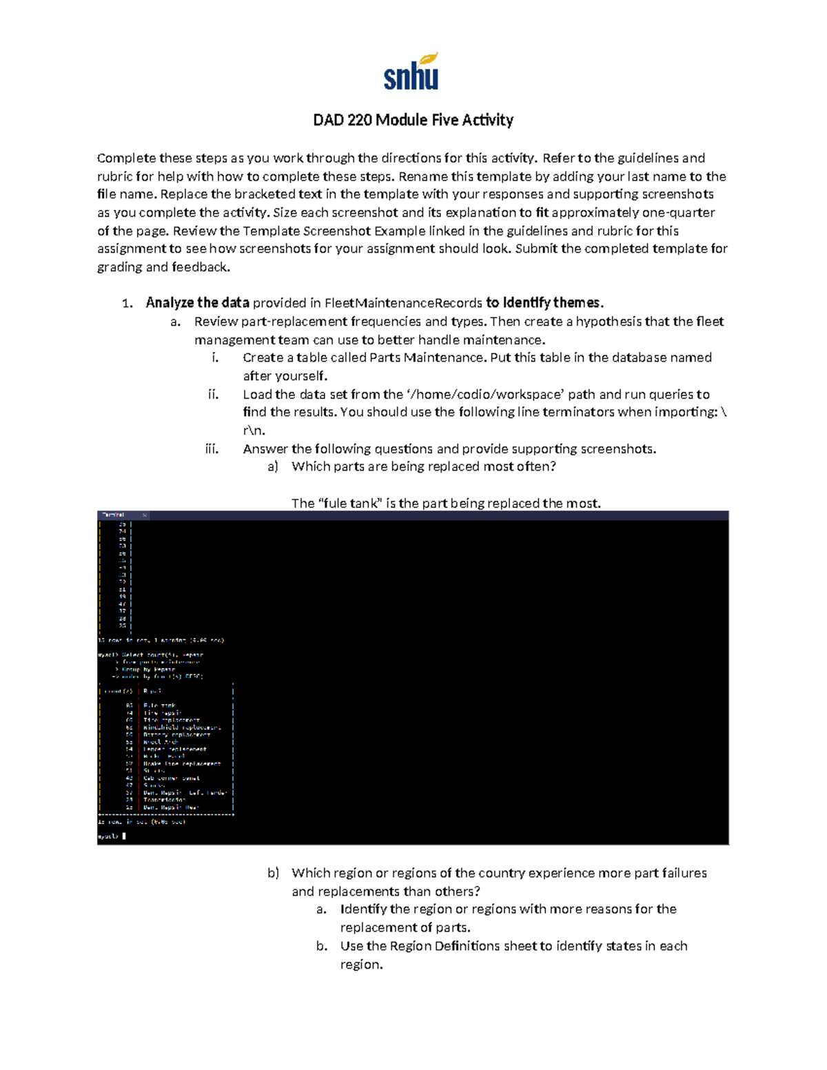 DAD 220 Module Five Analysis Activity and Insights Generation - Studocu