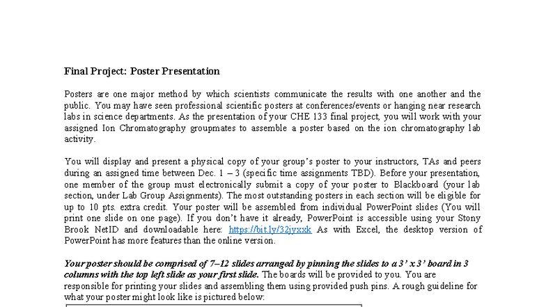 CHE 133 Final Project: Ion Chromatography Poster Presentation - Studocu