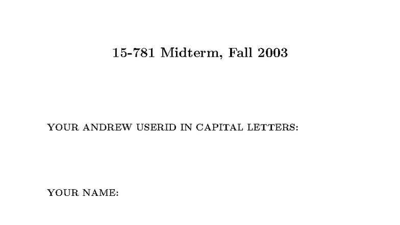 Midterm Solutions for CS 2003 - Fall 2003 - Studocu