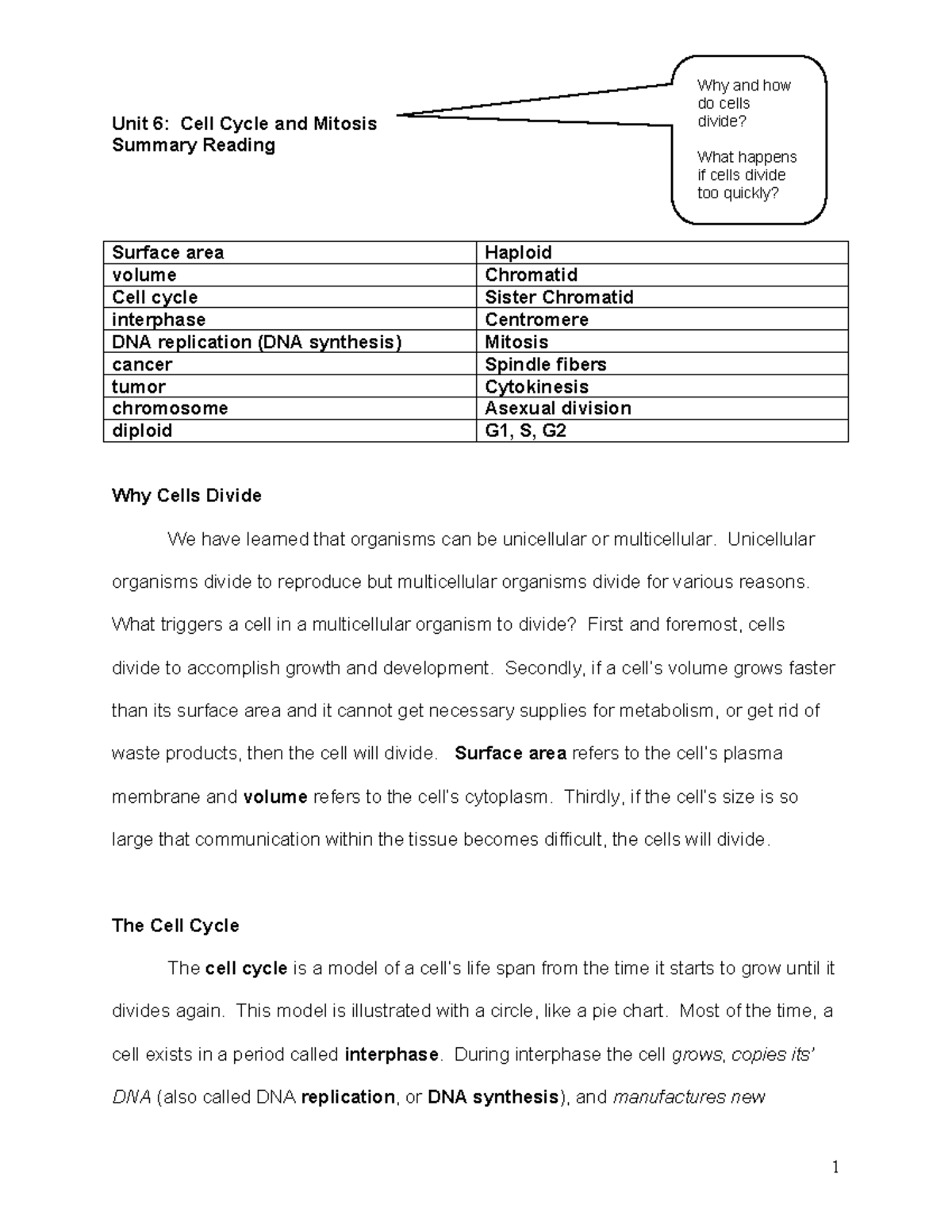 Unit 6 Cell Cycle & Mitosis: Key Concepts & PMAT Overview - Studocu