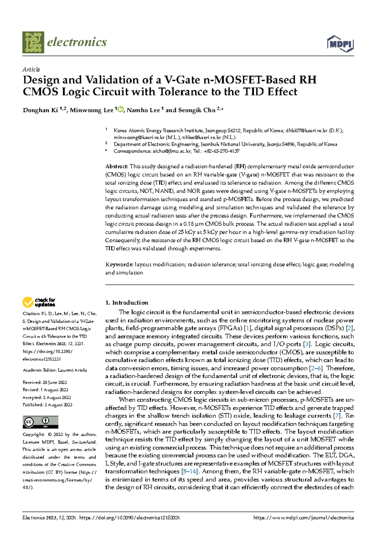 Design and Validation of RH CMOS Logic Circuit for TID Resistance - Studocu