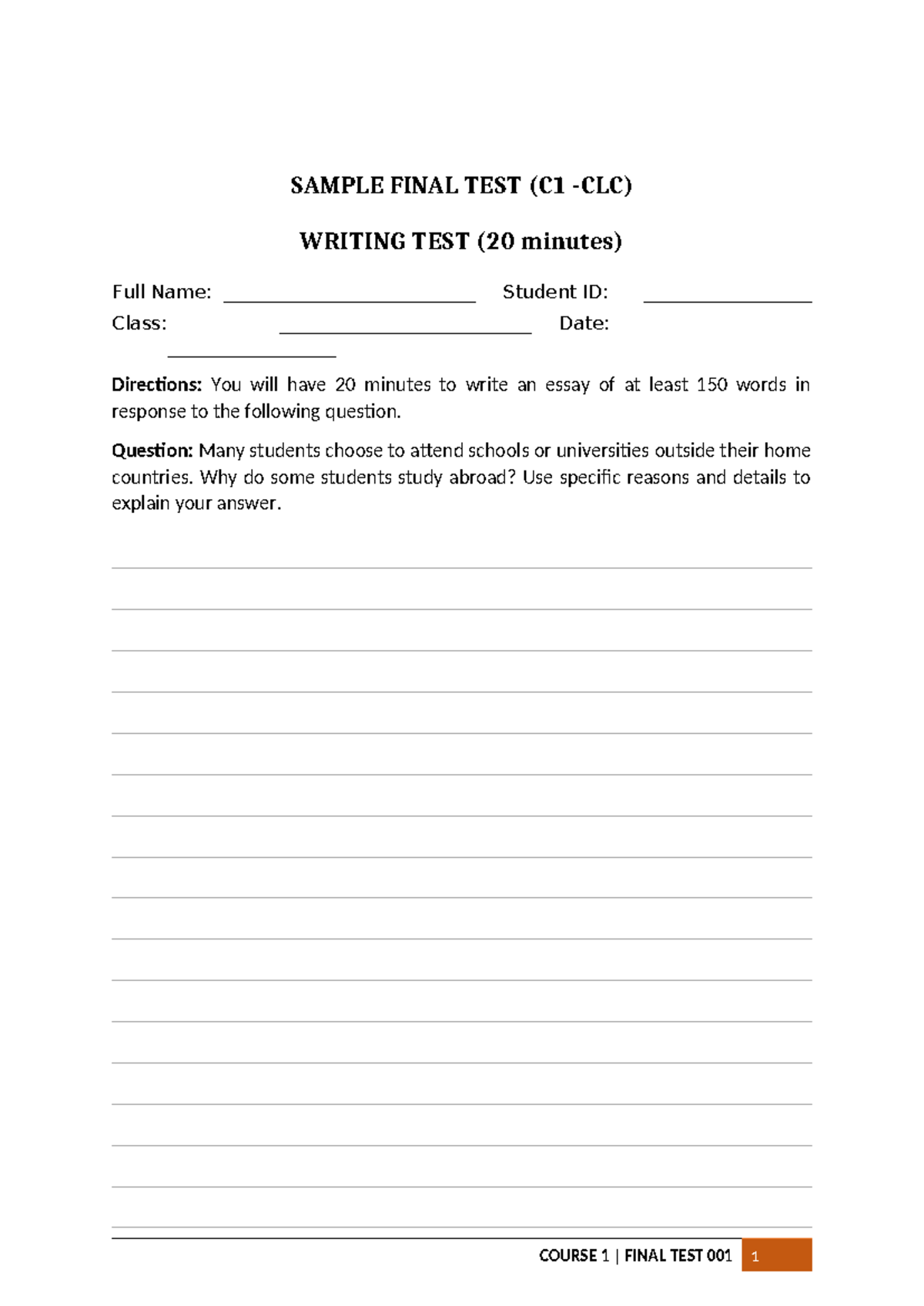 C1 Sample Final Test 001 Writing - SAMPLE FINAL TEST (C1 -CLC) WRITING ...