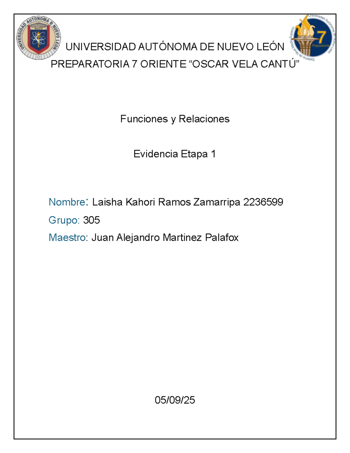 Funciones y Relaciones: Proyecto STEM Etapa 1 - UANL 2236599 - Studocu