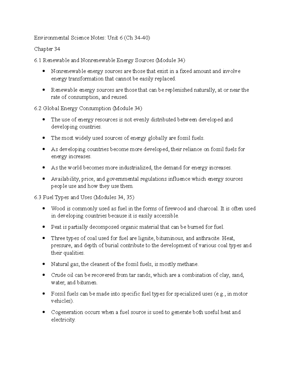 Environmental Science Notes Unit 6 - Renewable energy sources are those ...