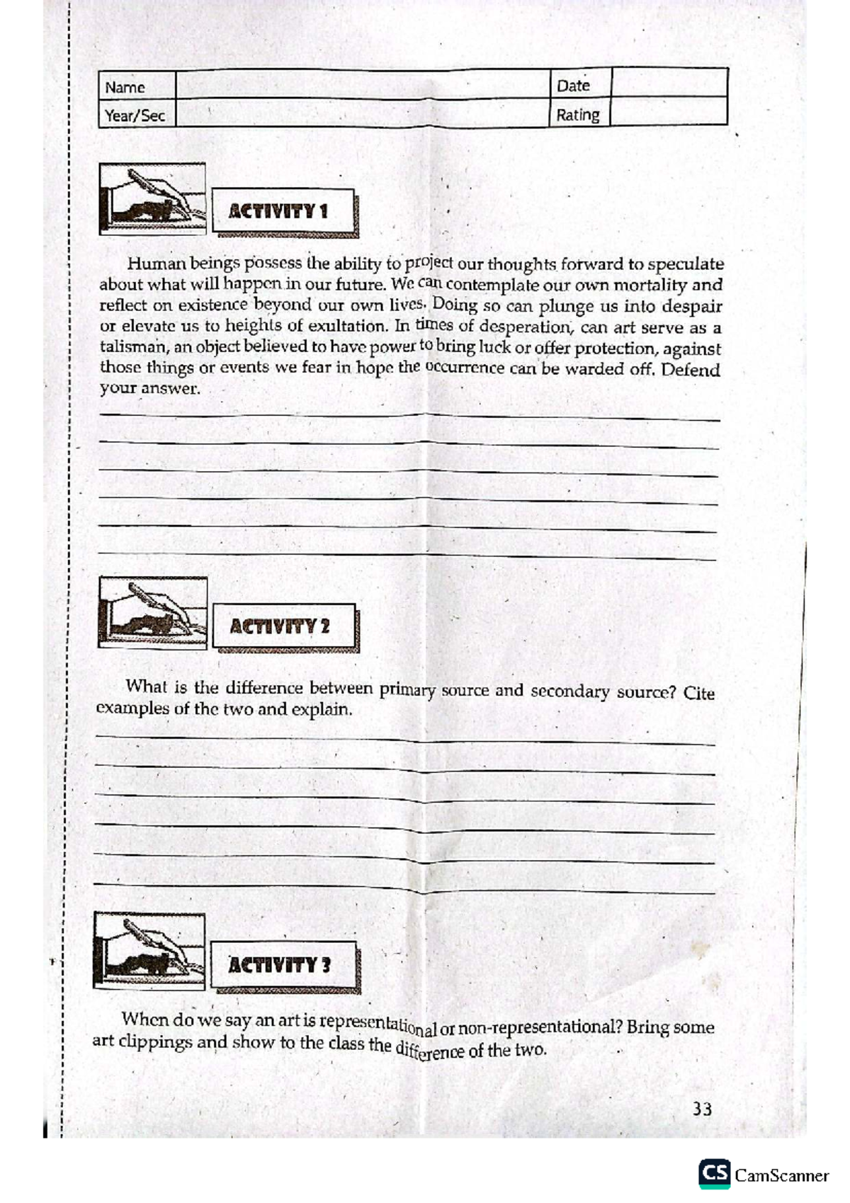 Art Appreciation Activities and Reflections - 33 CS - Studocu