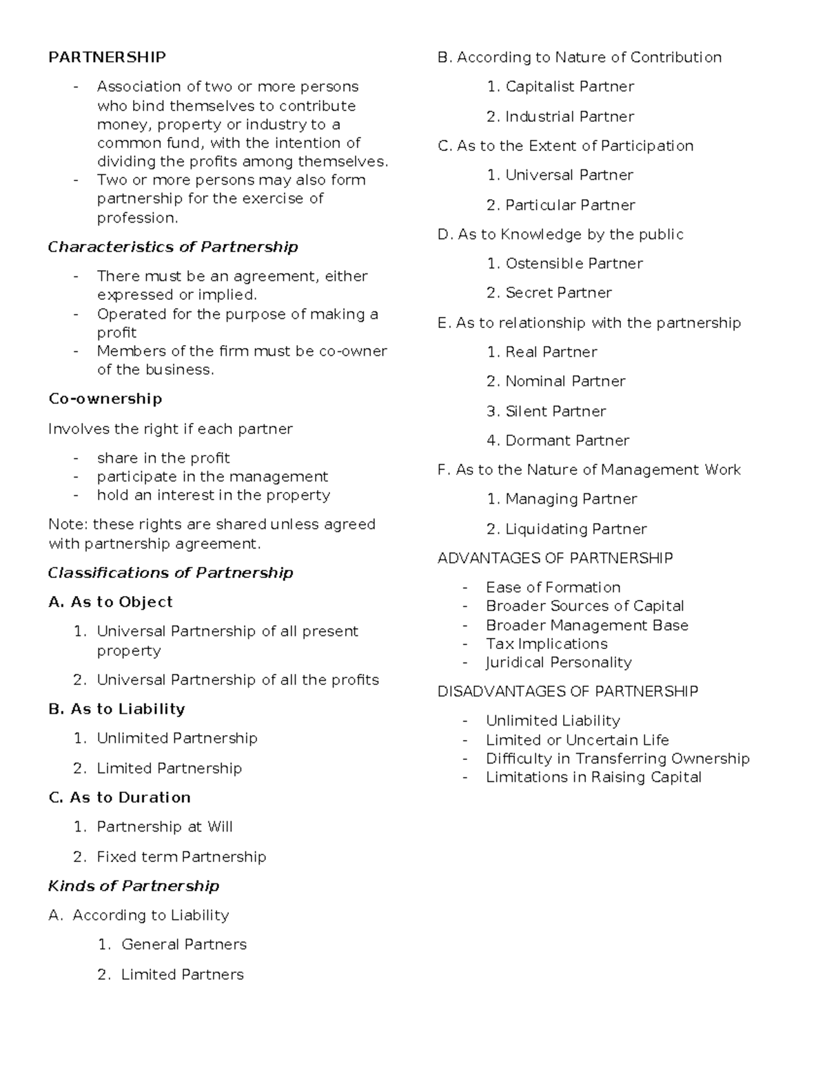 FAR - Partnership Overview and Key Characteristics - Studocu
