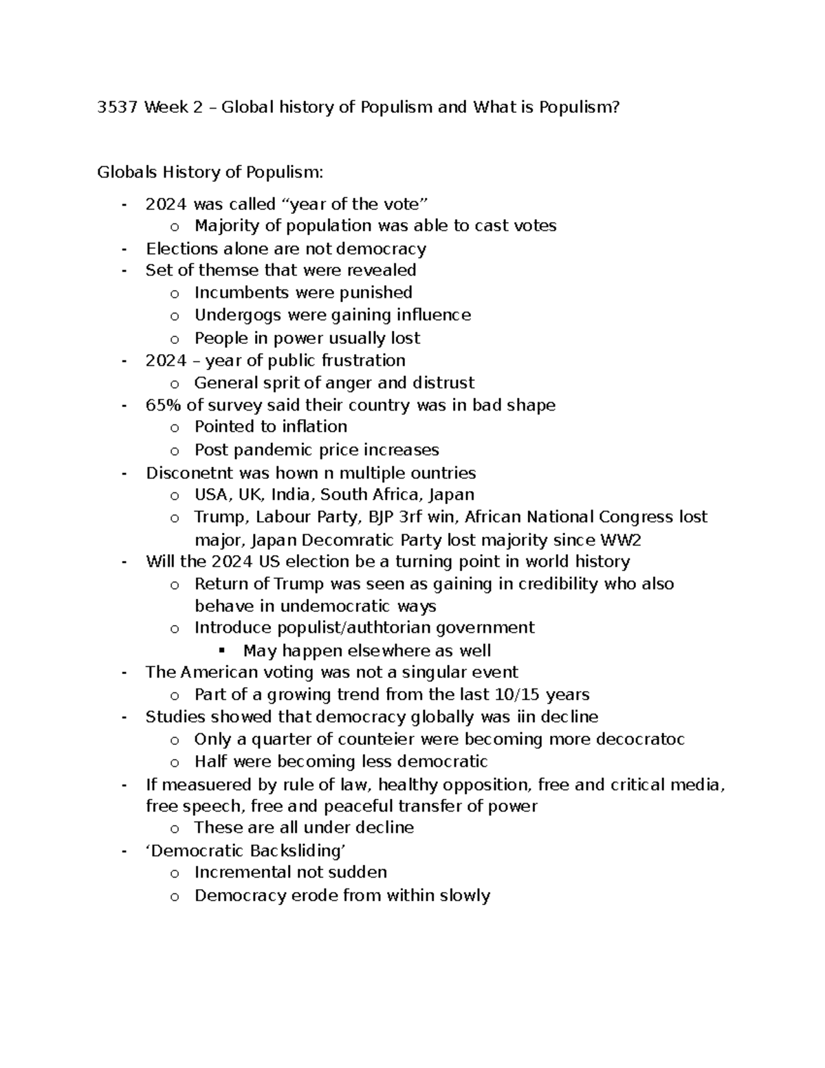 3537 Week 2 Lecture Notes: Understanding Populism in Global History ...