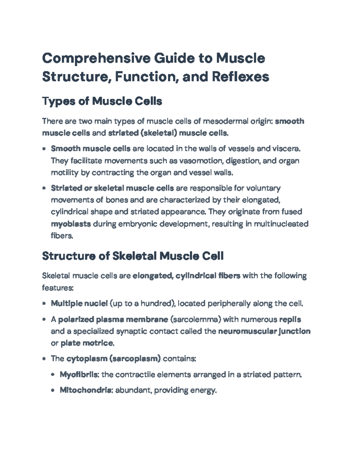 Comprehensive Guide to Muscle Structure & Function (BIO 101) - Studocu