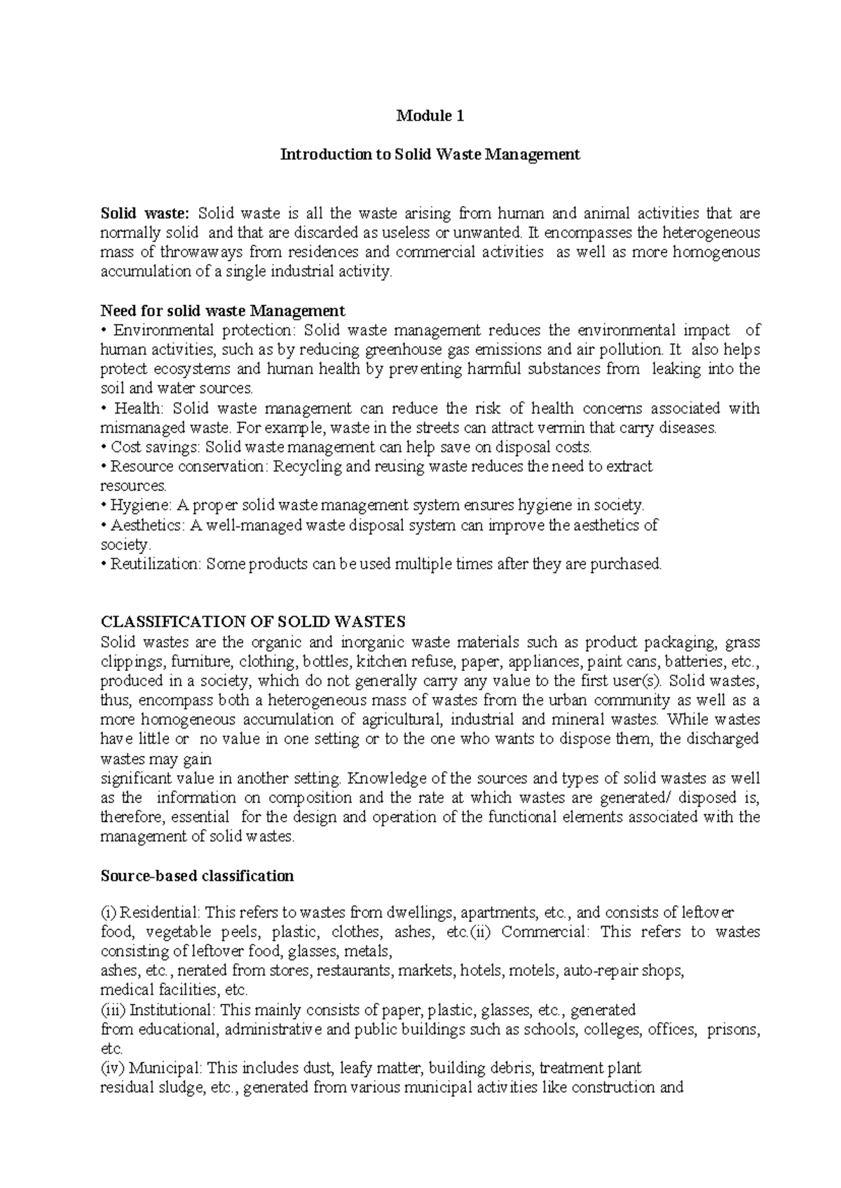 Module 1: Introduction to Solid Waste Management - Updated Overview ...