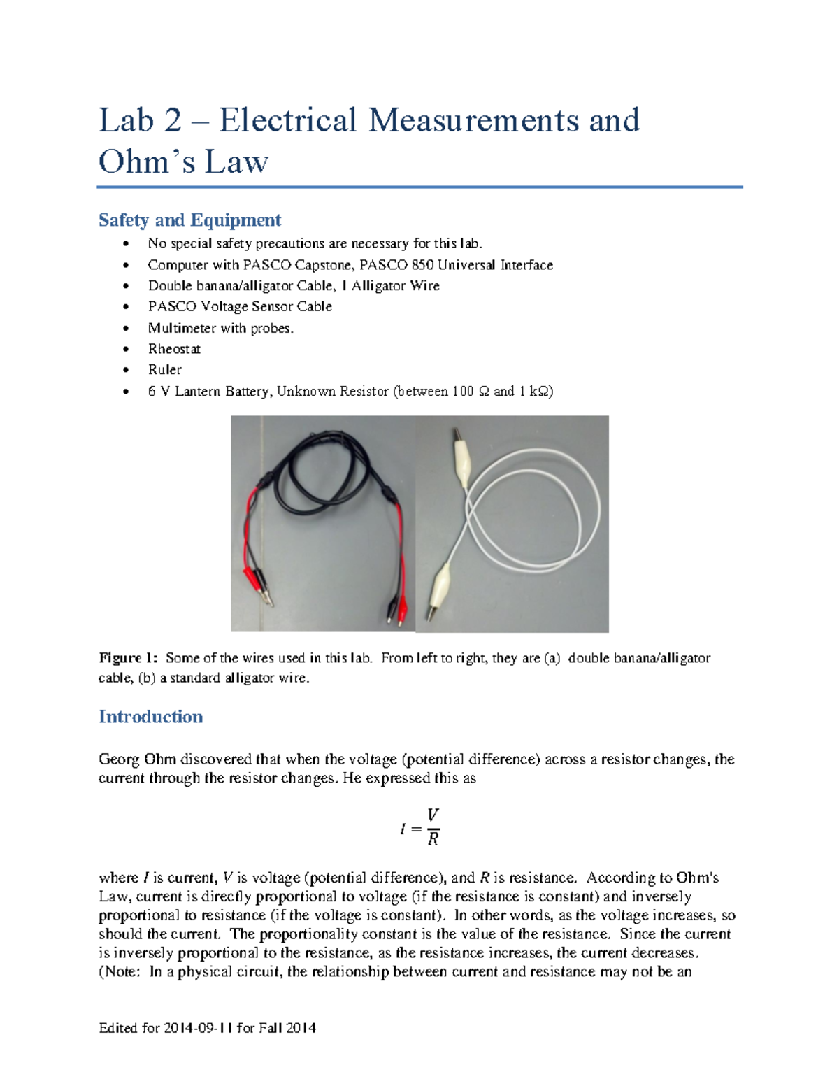 02 Instr - Electrical Measurements and Ohms Law - Capstone - Lab 2 ...