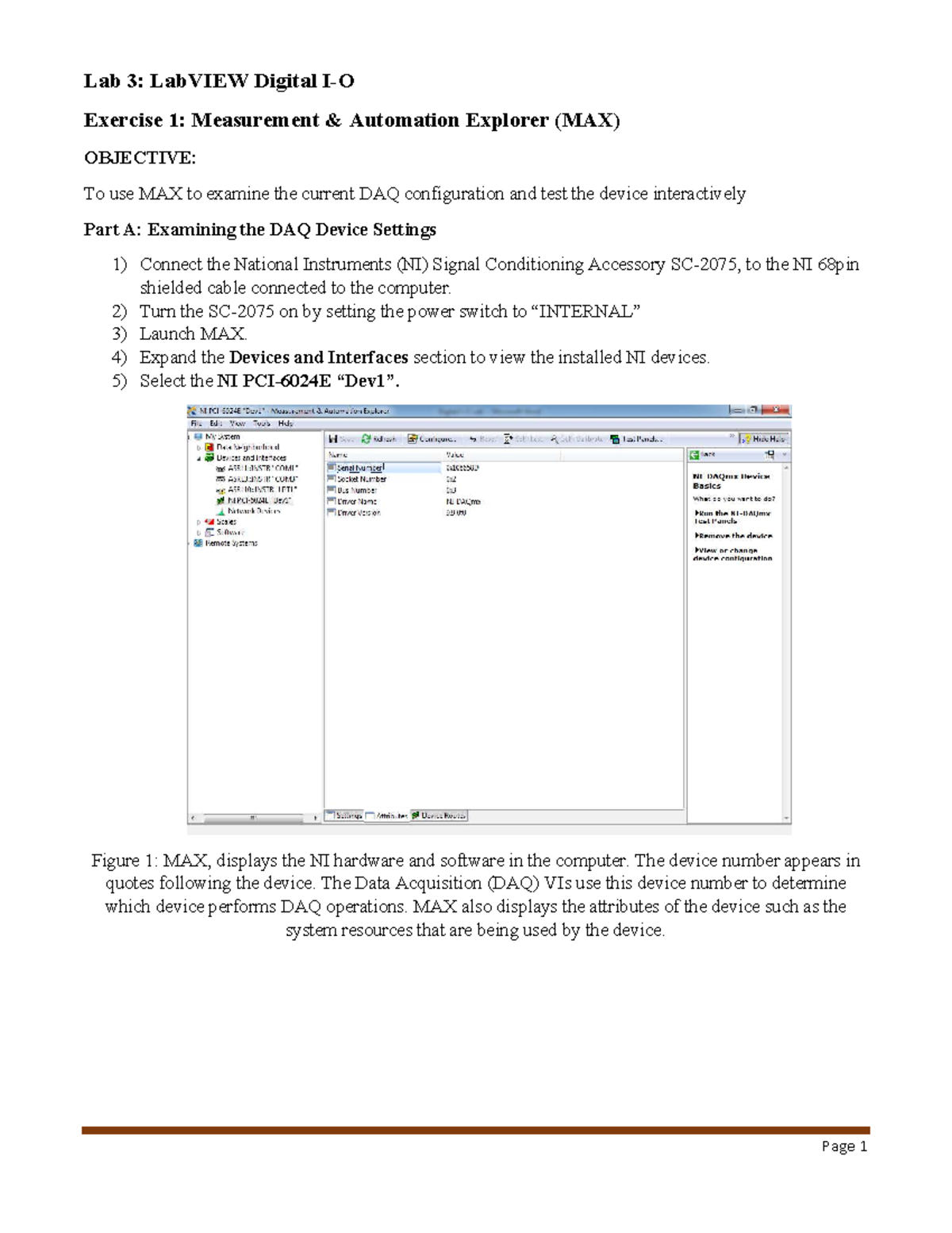 ENS 249 - Lab 3: LabVIEW Digital I/O Measurement Automation Guide - Studocu