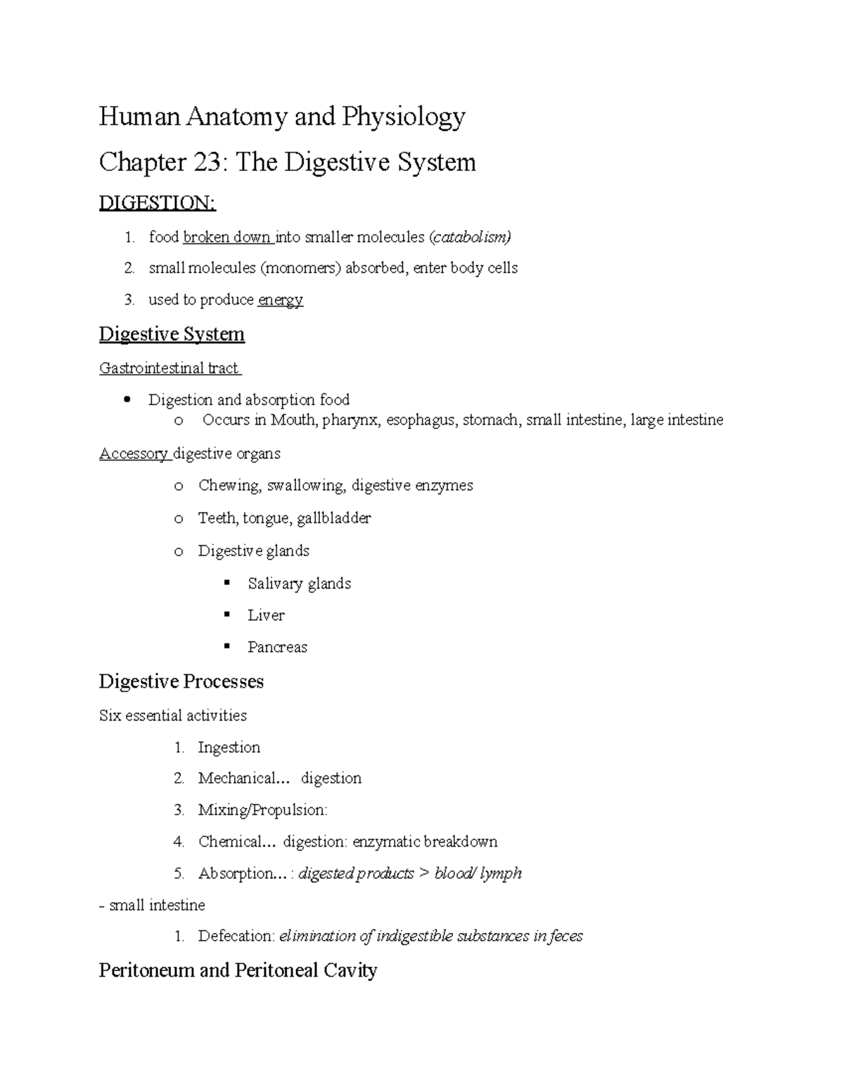 Chapter 23 The Digestive System part 1 - Human Anatomy and Physiology ...