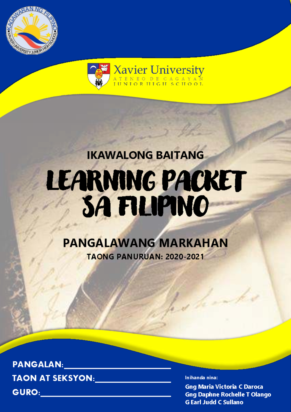 Filipino G8 Learning Packet: Pangalawang Markahan Activities - Studocu