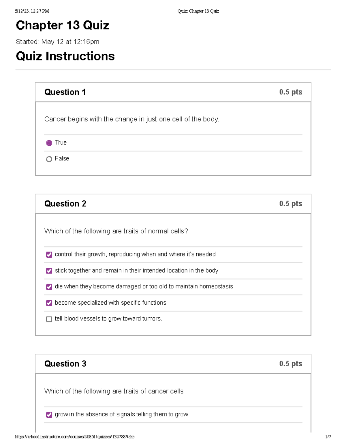 Quiz Chapter 13 Quiz - Health quiz ansewres - Chapter 13 Quiz Started ...