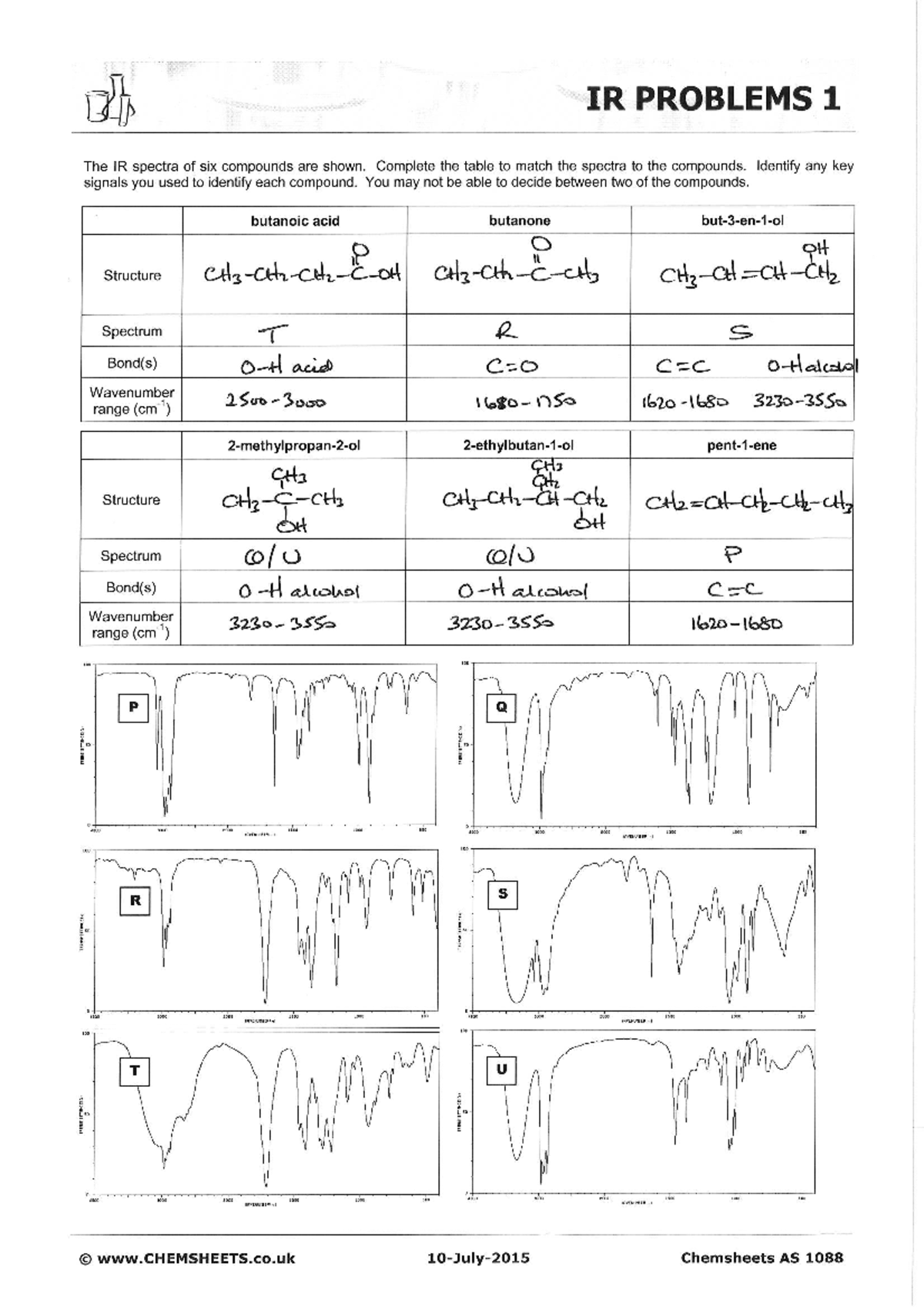Chemsheets AS 1088 IR Problems 1 Answers and Explanations - Studocu