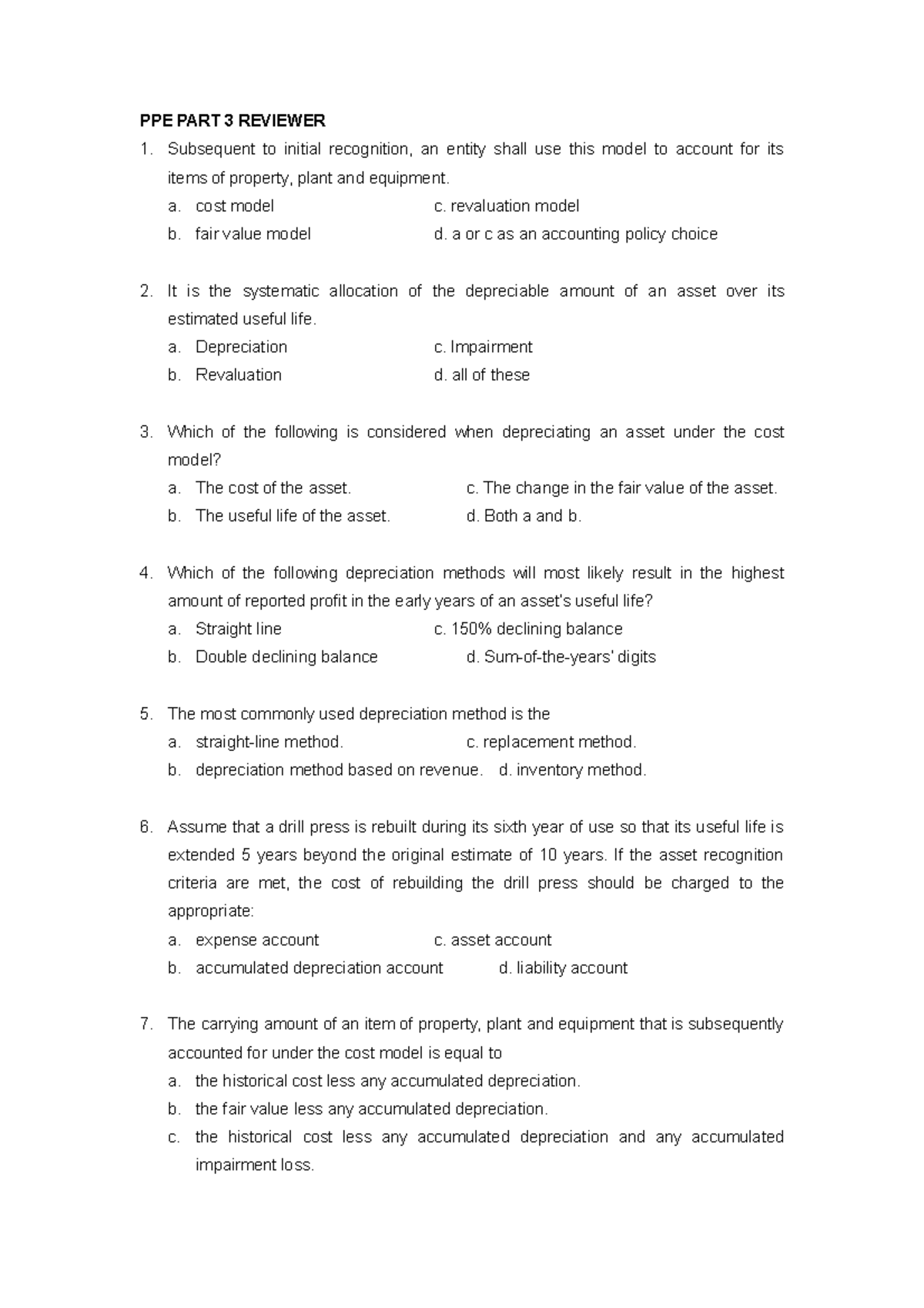 Ppe Part 3 Reviewer Intermediate Accounting Exam Insights Studocu