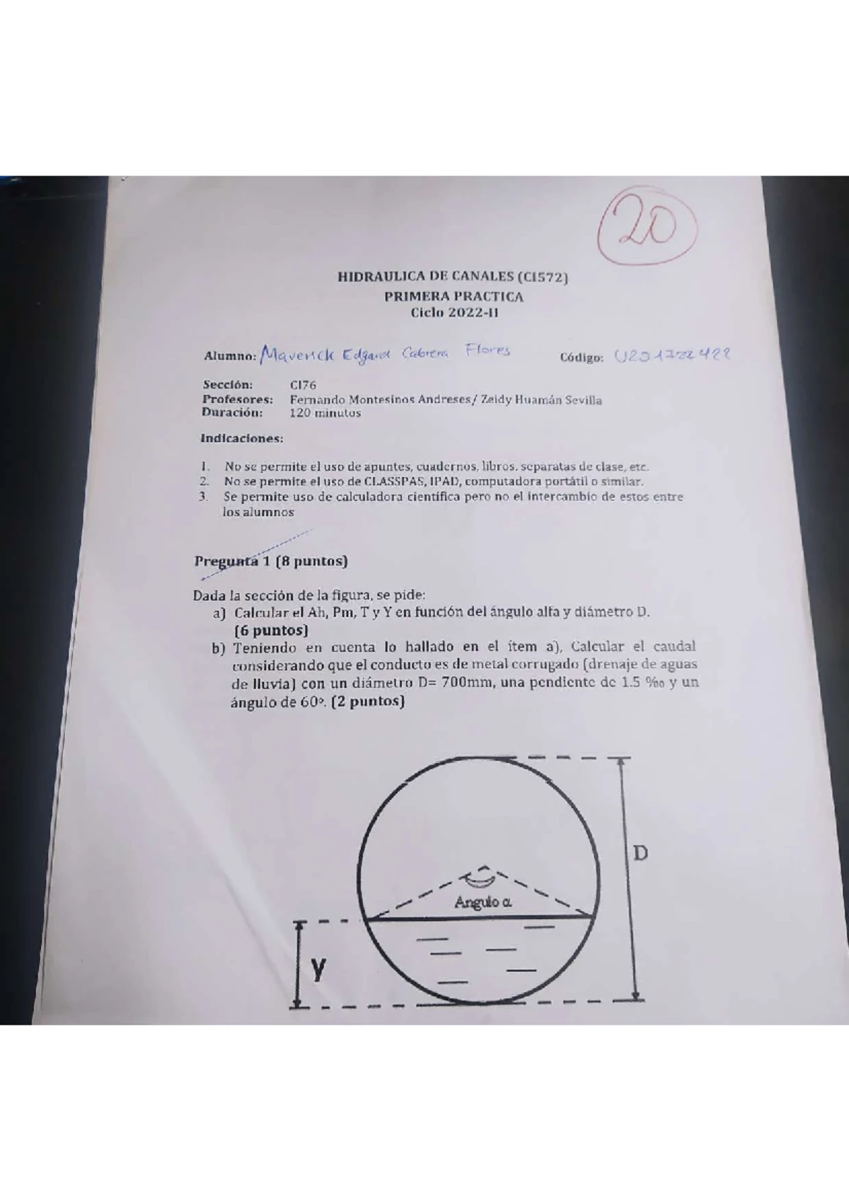 Informe de Laboratorio N°1: Hidráulica de Canales (2510) - Studocu