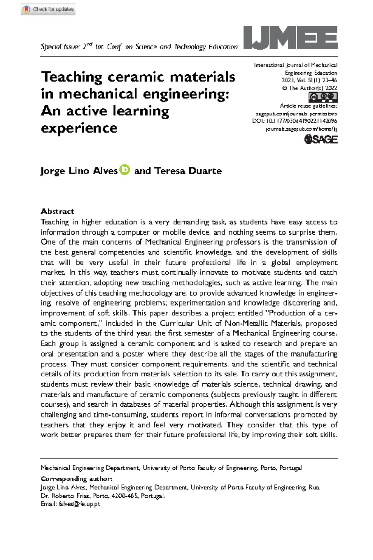 Teaching Ceramic Materials in Mechanical Engineering: An Active ...