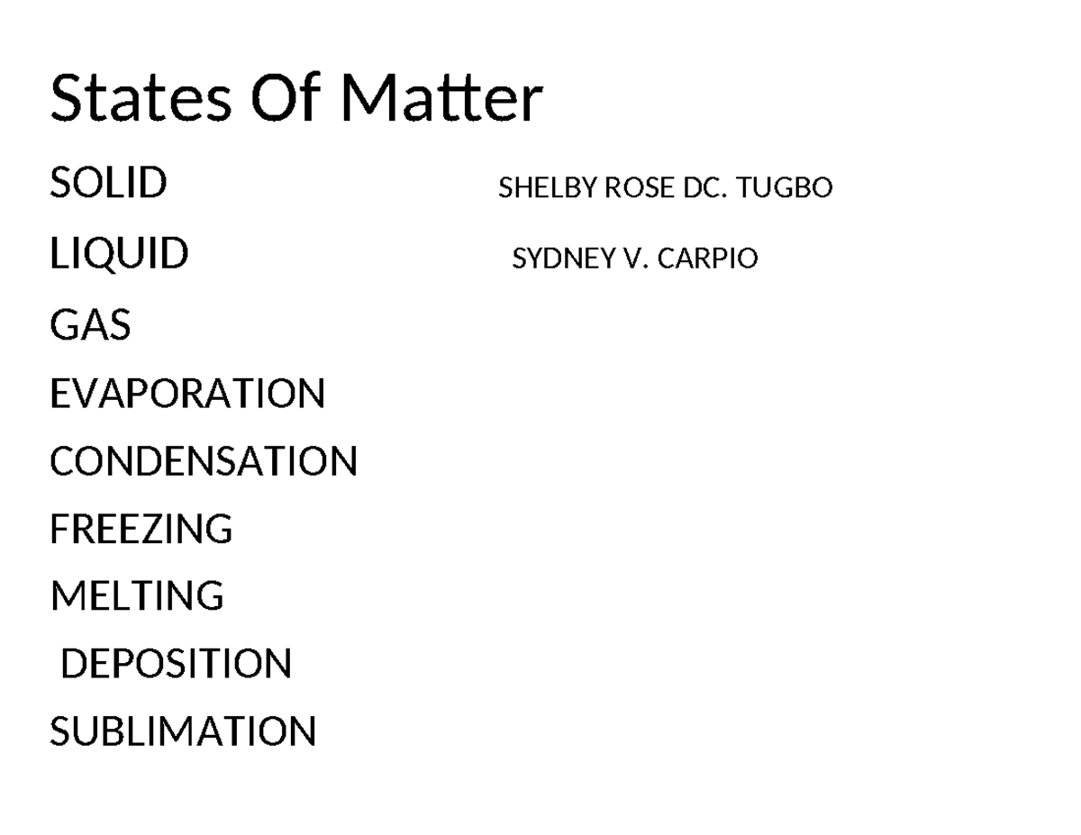 States Of Matter - just read - Hematology reviewer - States Of Matter ...