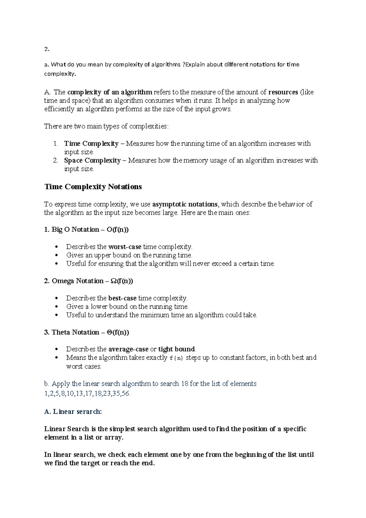 DS MID1 KEY - Complexity of Algorithms and Linked List Operations - Studocu