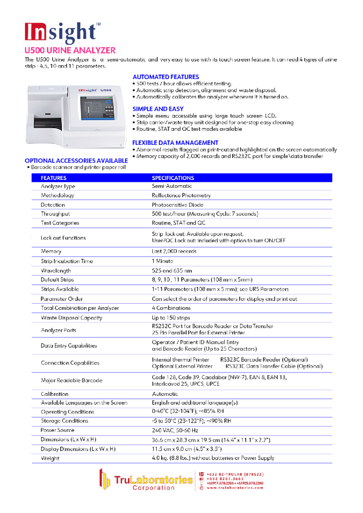 TM U500 Urine Analyzer Overview and Features - Studocu