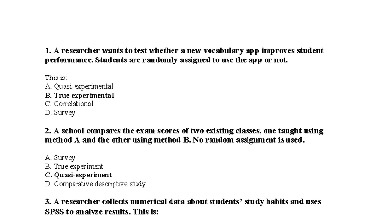 Research Methods Quiz (Course Code: RM101) - Studocu