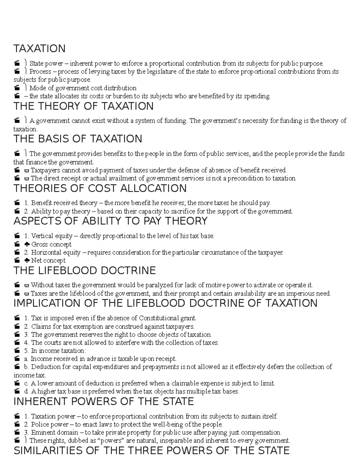 ACT101 Reviewer - TAXATION State power – inherent power to enforce a ...