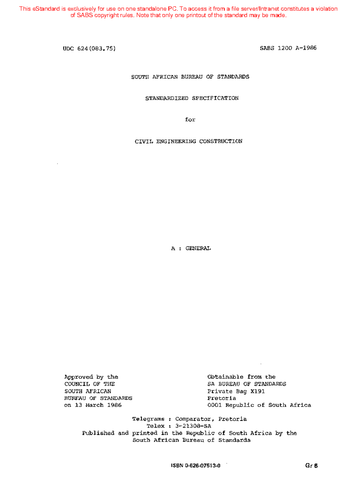 SANS1200A - SABS Standardized Specification for Civil Engineering ...