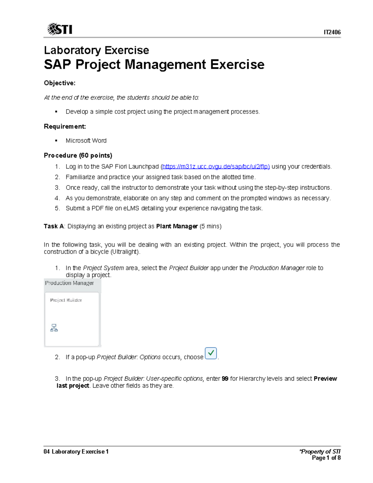 04 Laboratory Exercise 1: SAP Project Management Skills Development ...