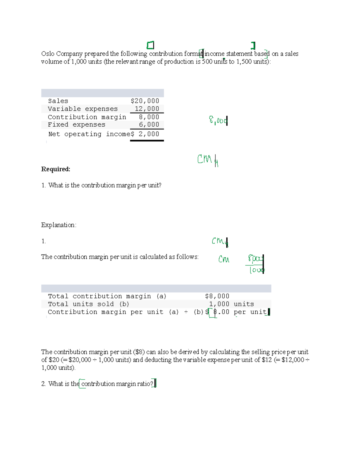 ACC 220 Chapter 6 Contribution Margin Analysis and Calculations - Studocu