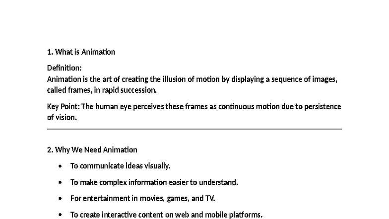 Animation Techniques Notes (Course Code: ANIM101) - Studocu