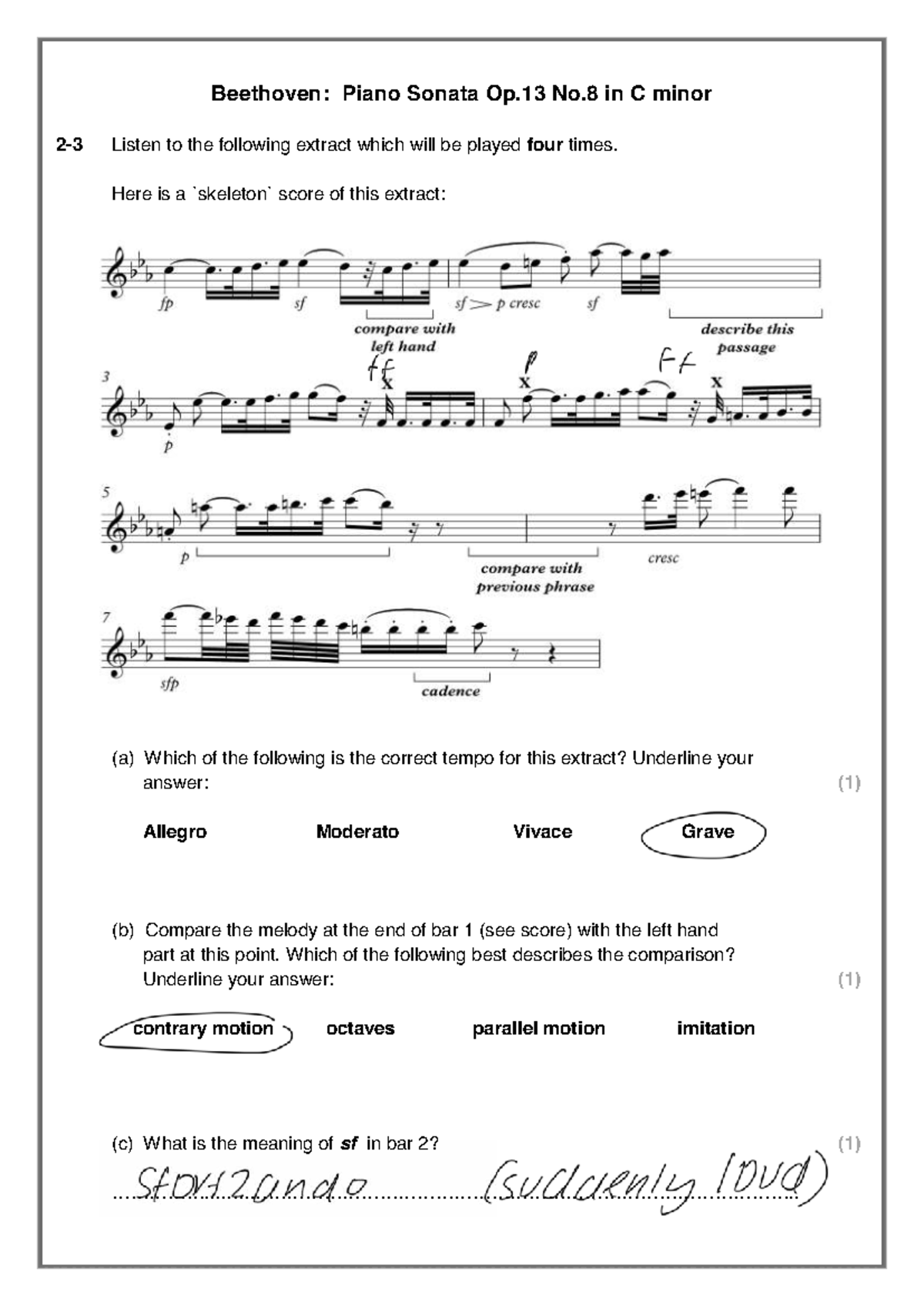 Beethoven: Listening Qs on Piano Sonata Op.13 No.8 in C minor - Studocu
