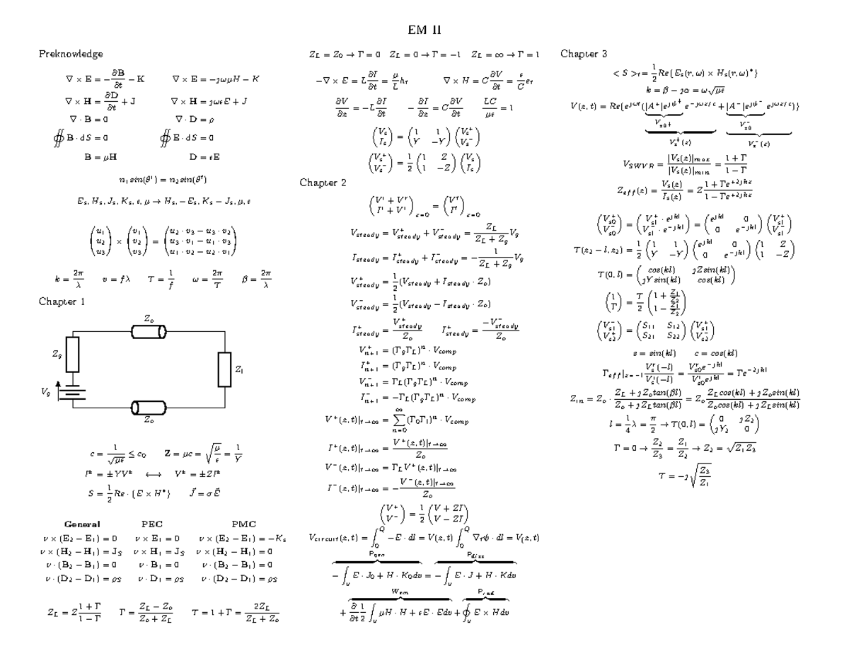 EM2 Final Exam Cheat Sheet: Key Concepts and Equations - Studeersnel
