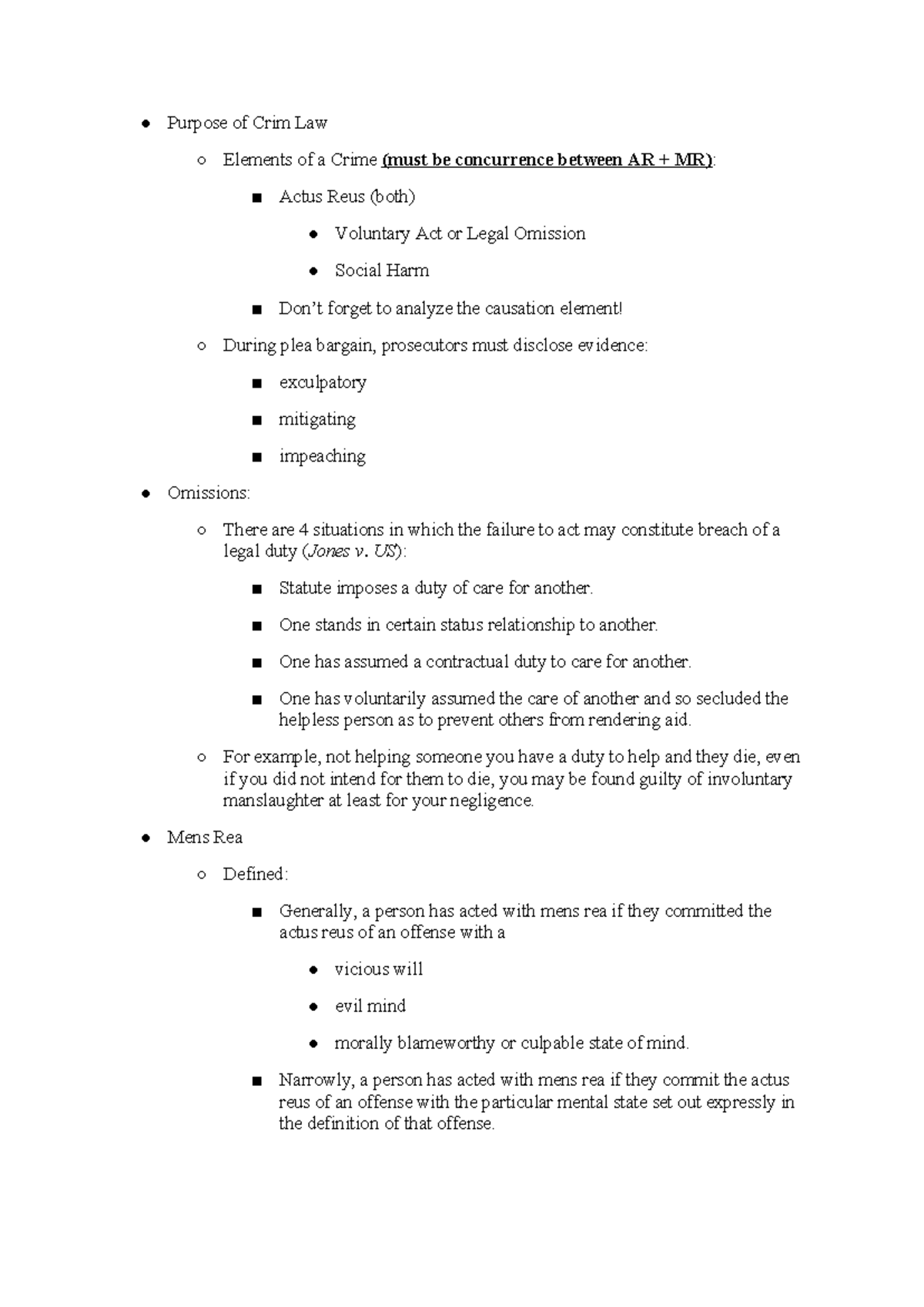 Criminal Law (CRIM 101) Final Exam Review: Key Elements & Concepts ...