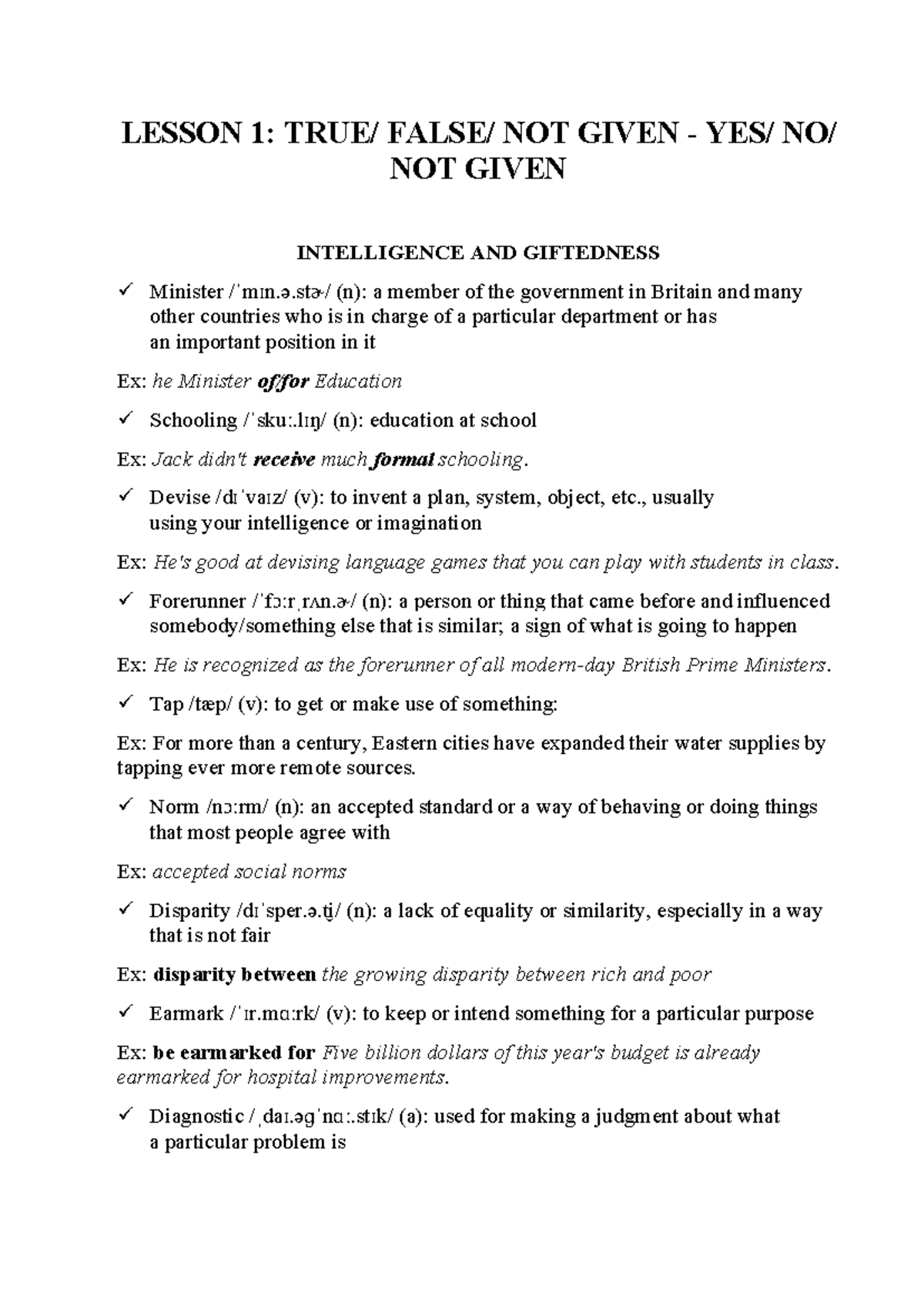 LESSON 1: INTELLIGENCE AND GIFTEDNESS IN ACADEMIC PERFORMANCE - Studocu