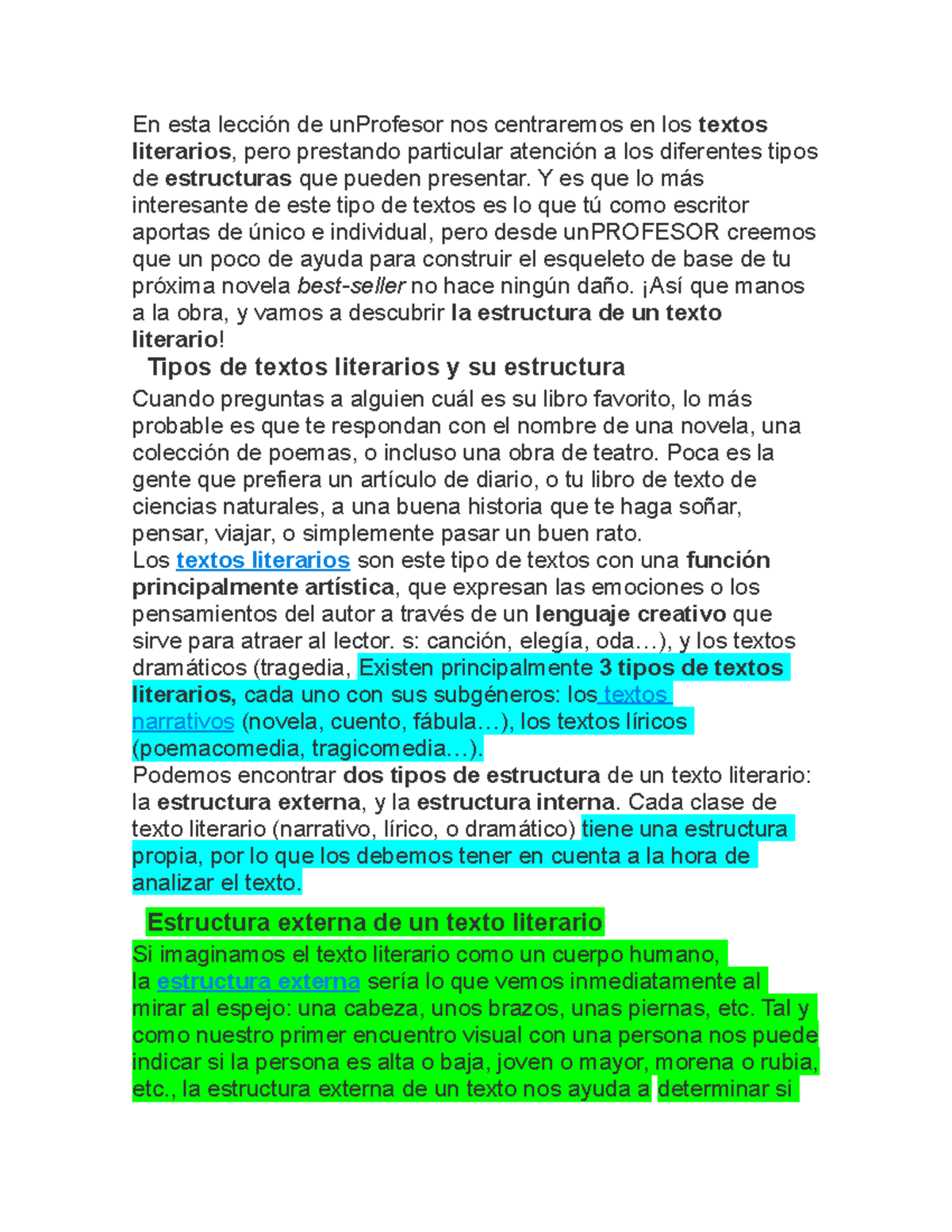 Textos recreativos literarios, características y estructura. - En esta ...