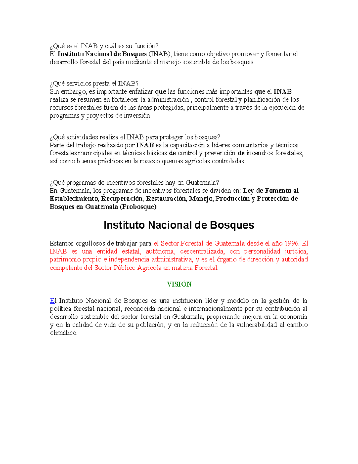 Funciones y Objetivos del INAB en la Gestión Forestal de Guatemala ...