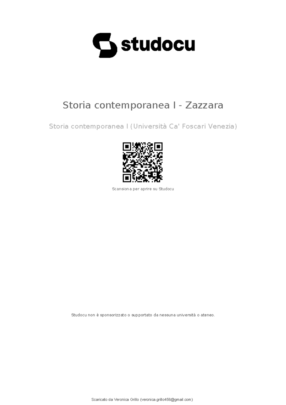 Lezione di Storia Contemporanea I - Zazzara (Università Ca' Foscari ...